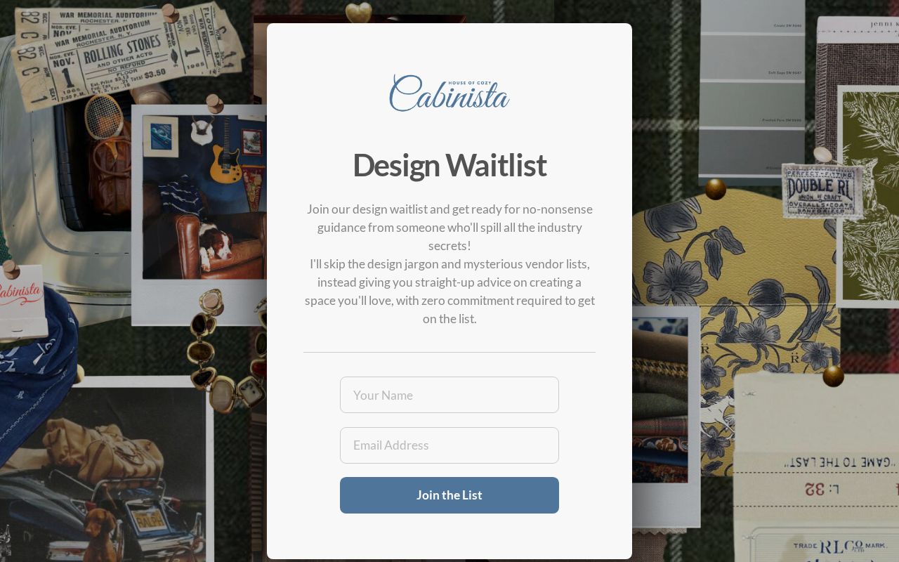 The Cabinista Design Waitlist